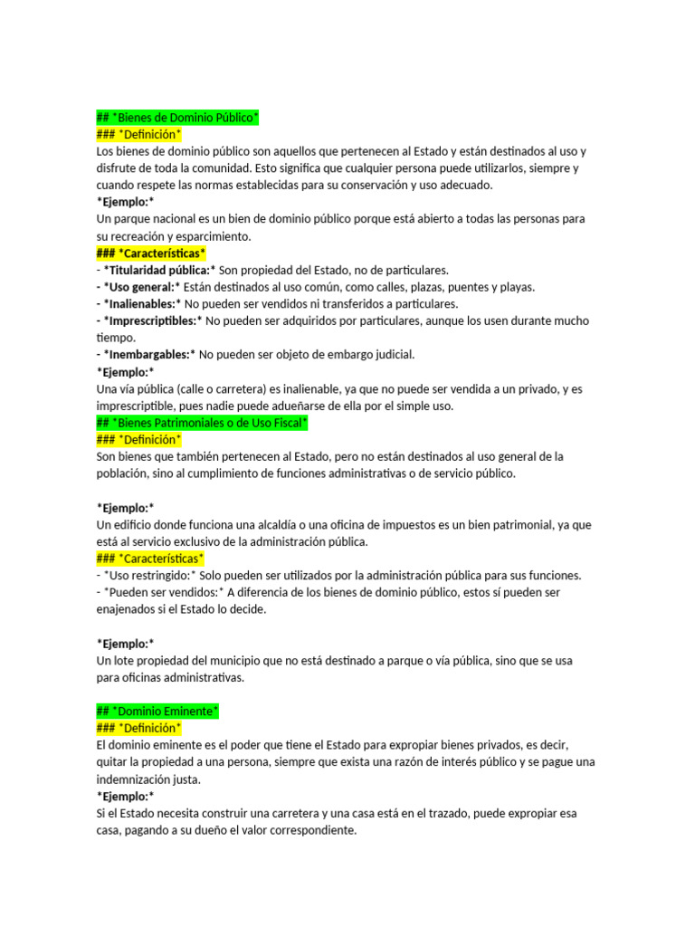 Ejemplos de Bienes de Dominio Público | PDF | Dominio eminente | Propiedad