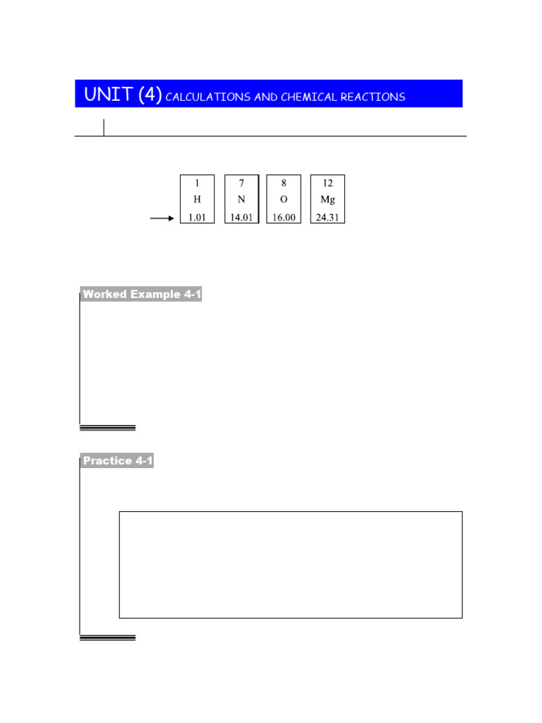 CHEM_100_Unit_4_Chemical_reactions_with_gas_laws | PDF | Mole (Unit ...