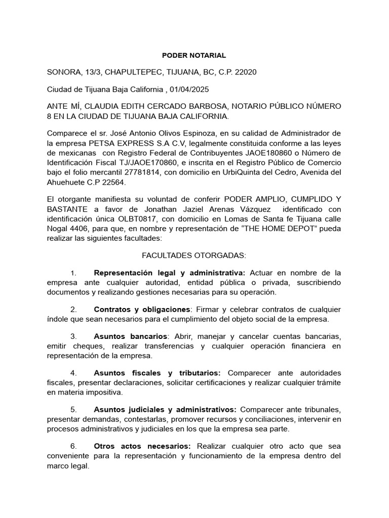 Poder Notarial | PDF