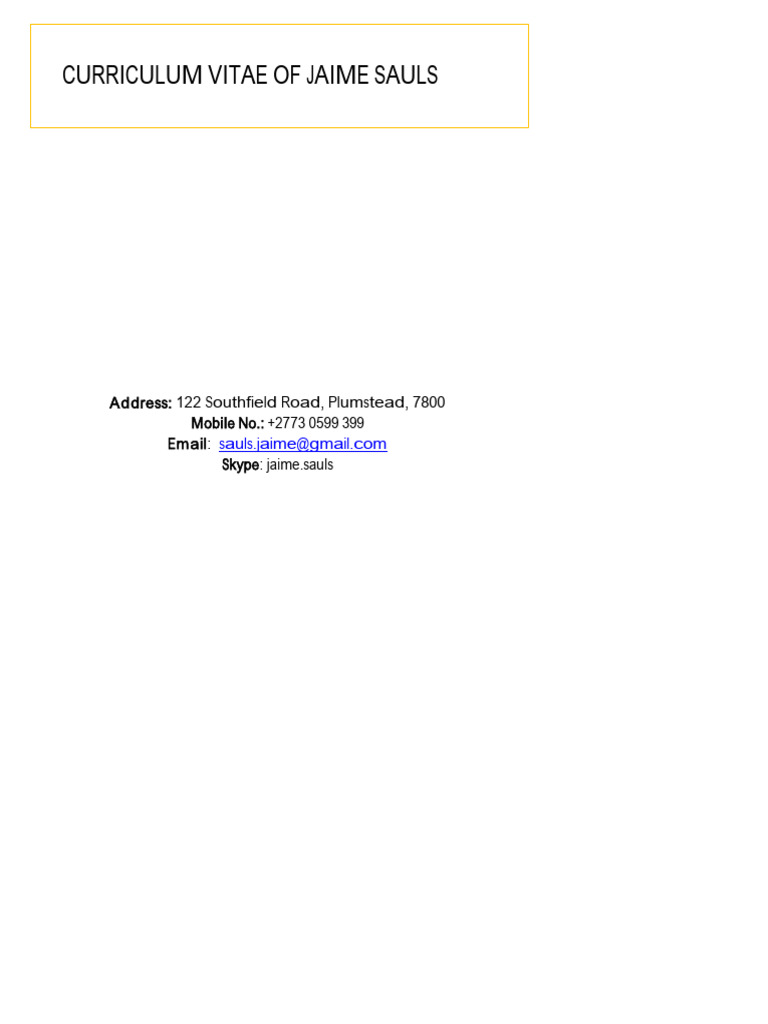 Curriculum Vitae - Jaime Michael Jude Sauls | PDF | Strategic Management | Business