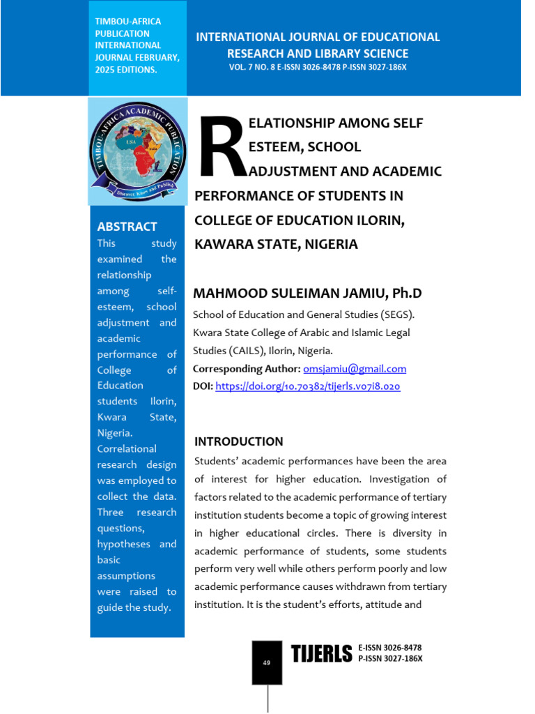 RELATIONSHIP_AMONG_SELF_ESTEEM_SCHOOL_ADJUSTMENT_A | PDF | Self Esteem ...