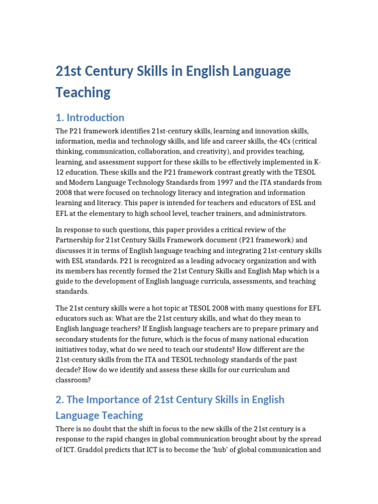 21st Century Skills in English Language Teaching | PDF | English As A ...