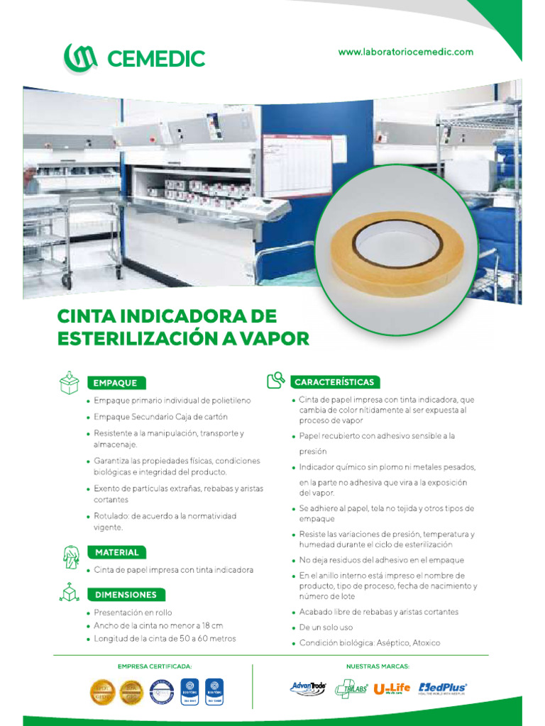 Cinta Indicadora de Esterilizacion A Vapor Trilabs | PDF