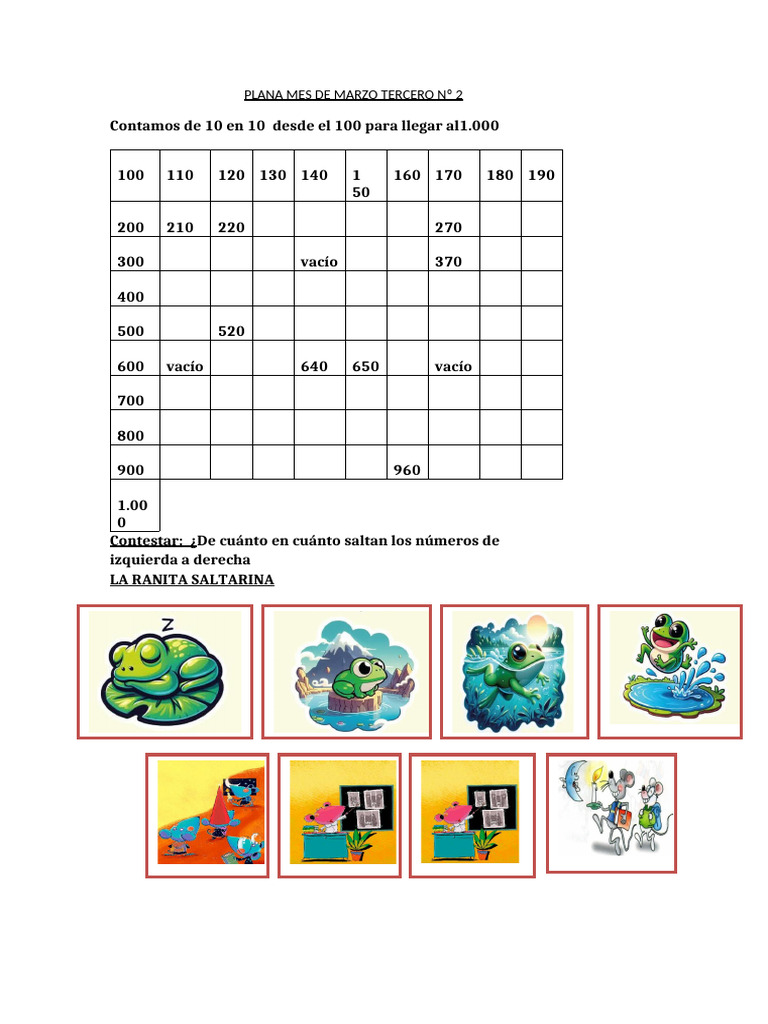 Plana Mes de Marzo Tercero #2 | PDF