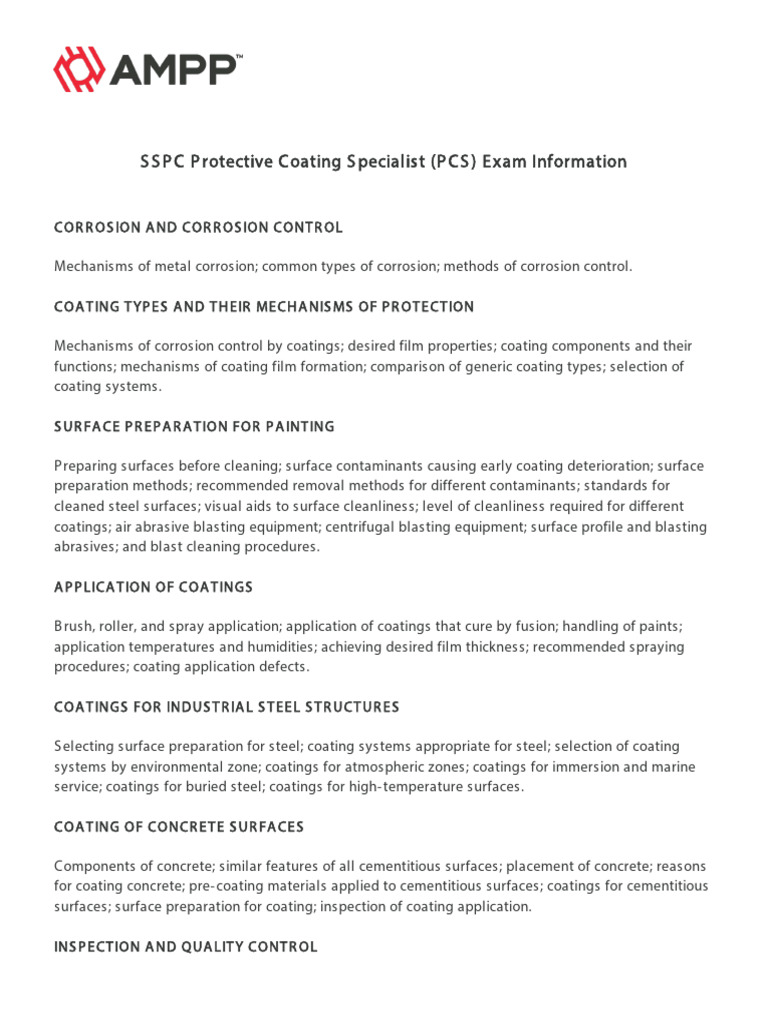 SSPC Protective Coating Specialist Exam | PDF | Corrosion | Coating