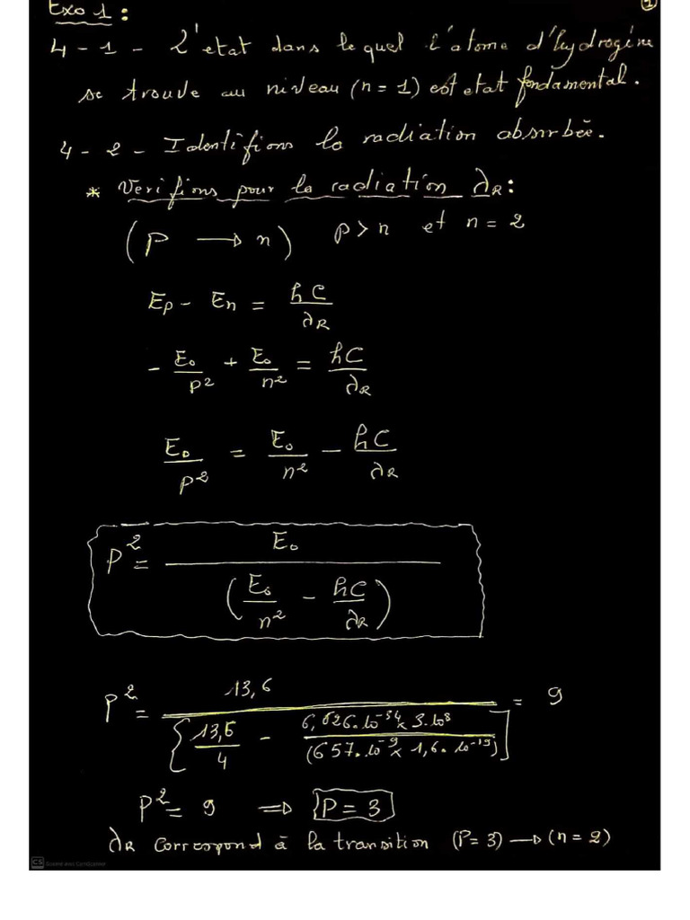 Exo1 Niveaux D'énergie Thiam Sciences | PDF