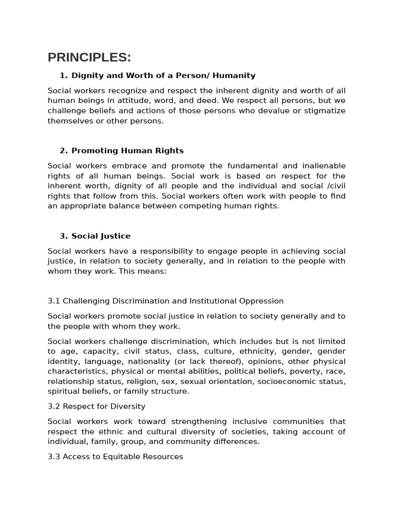 Principles of Social Work | PDF | Social Work | Discrimination
