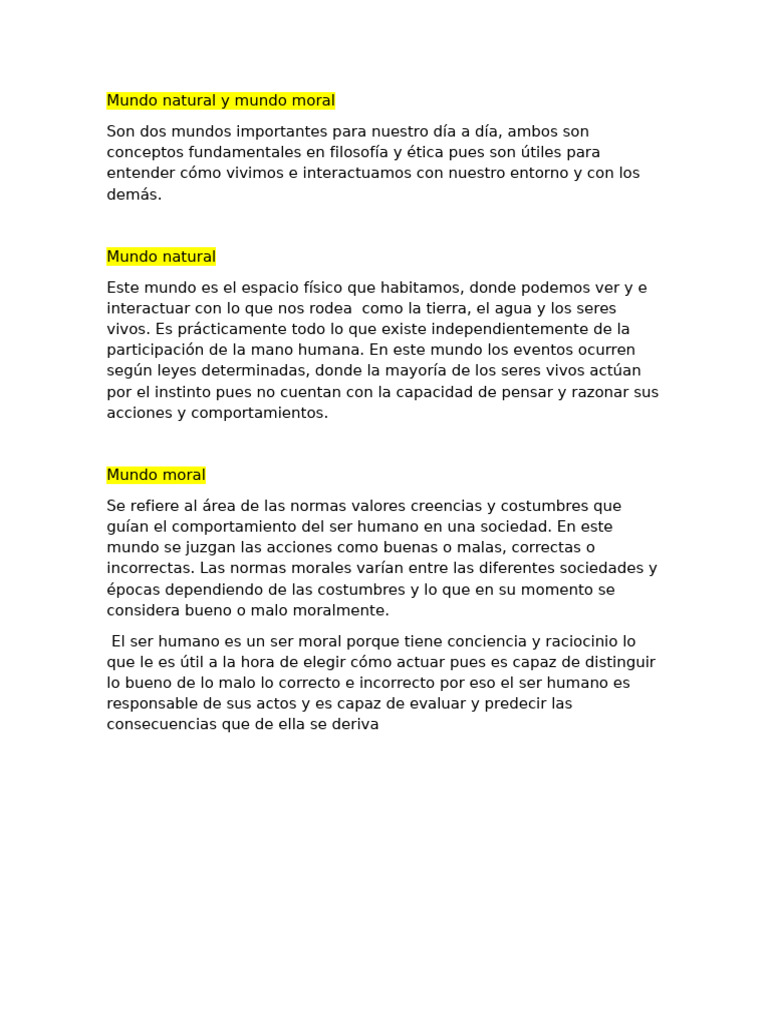 Mundo Natural y Mundo Moral | PDF