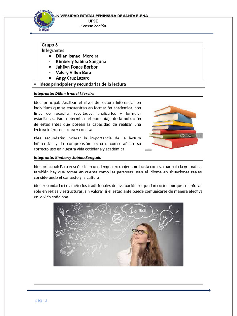 Ideas de La Lectura Grupal-1 | PDF | Comprensión lectora | Comunicación ...