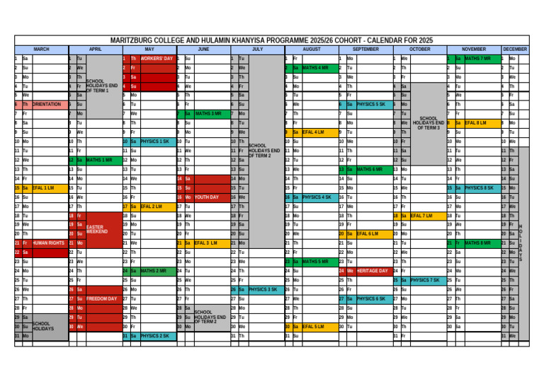 Khanyisa High School Programme Calendar | PDF