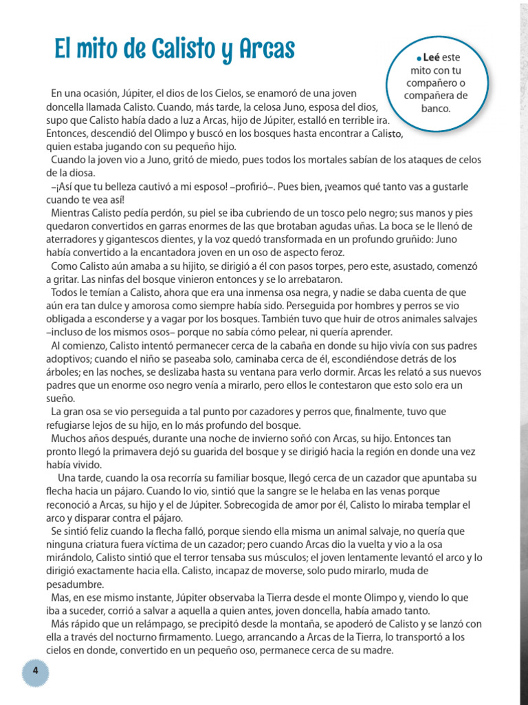 El mito de Calisto y Arcas | PDF