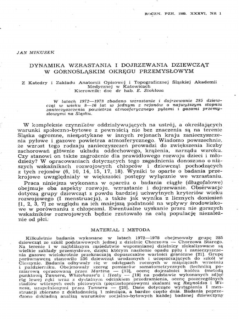 Dynamika wzrastania i dojrzewania | PDF