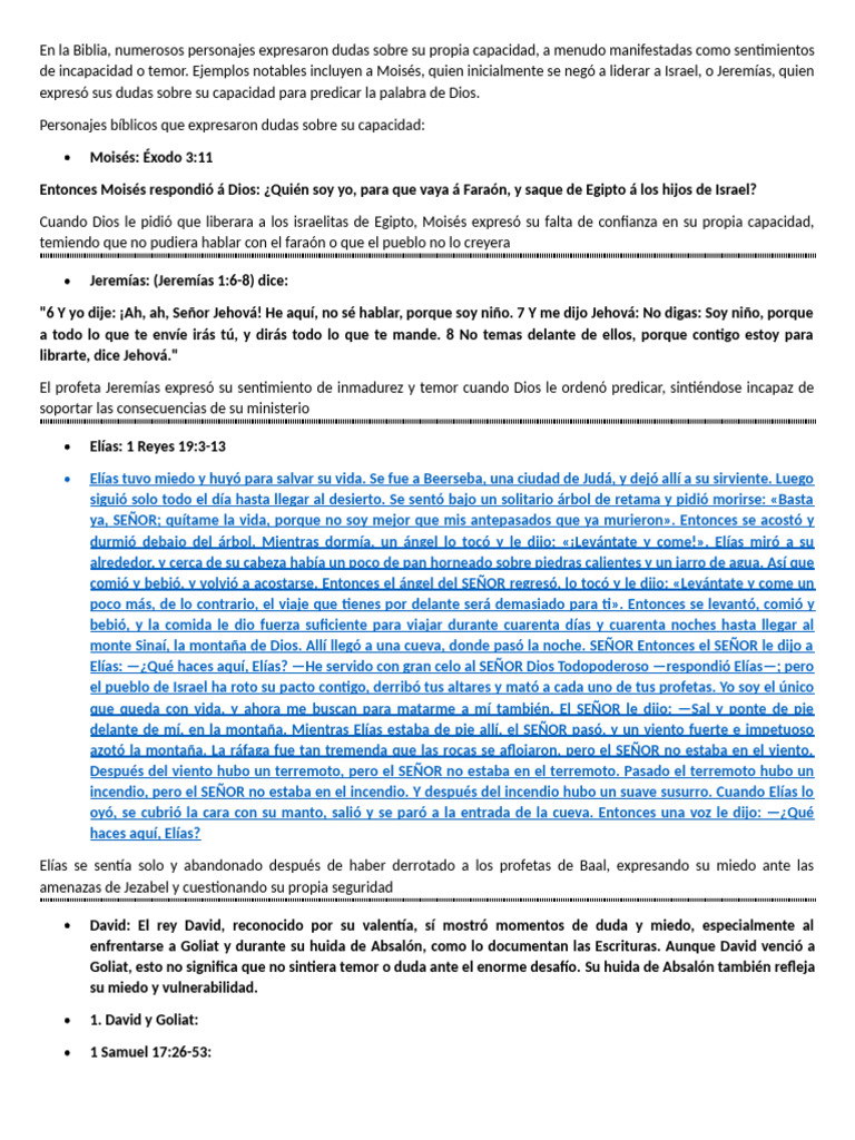 Dudas y Temores en Personajes Bíblicos | PDF | Moisés | Jesús