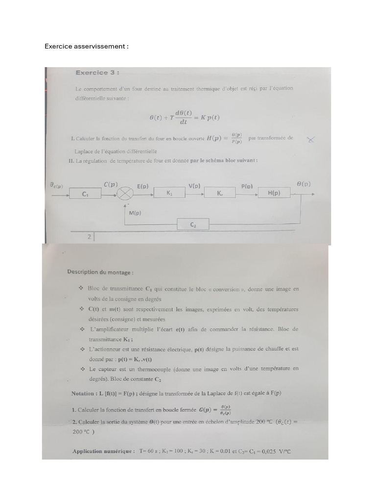 Exercice Asservissement | PDF