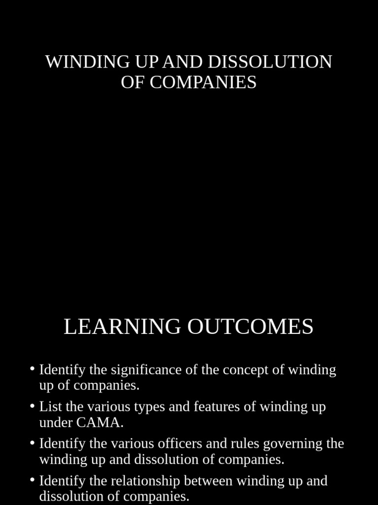 Winding Up and Dissolution of Companies | PDF | Liquidation | Business Law