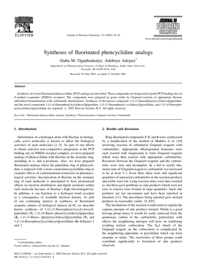 PCP Synthesis | PDF | Phencyclidine | Thin Layer Chromatography