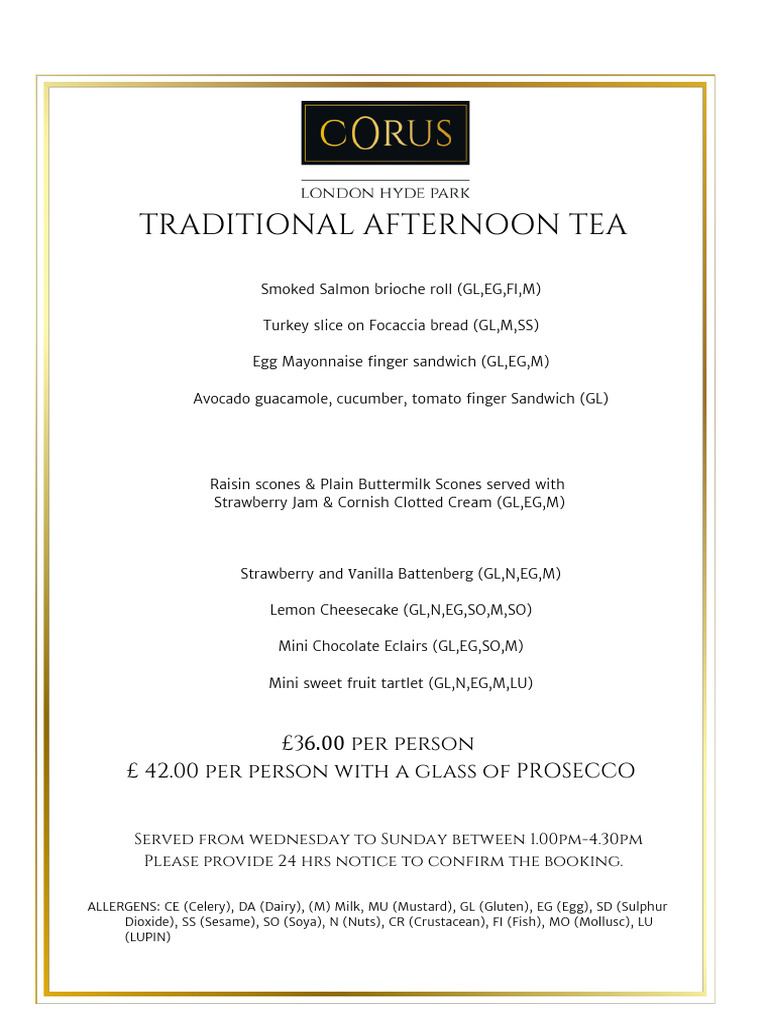 Afternoon Tea Menu 2025 | PDF