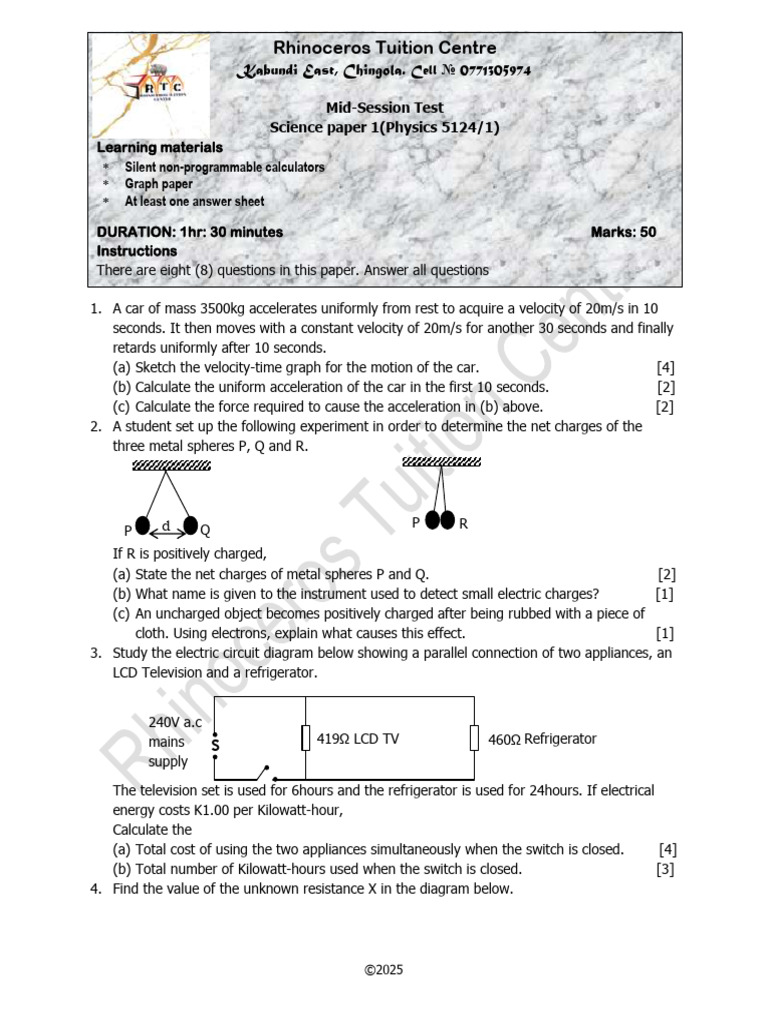 Physics Test Questions | PDF | Radioactive Decay | Waves