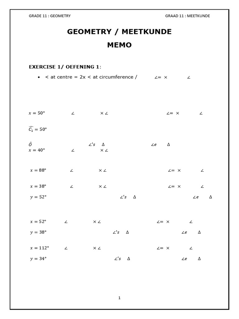 2b. GR 11 CIRCLE EASY EXERCISES-MEMO | PDF