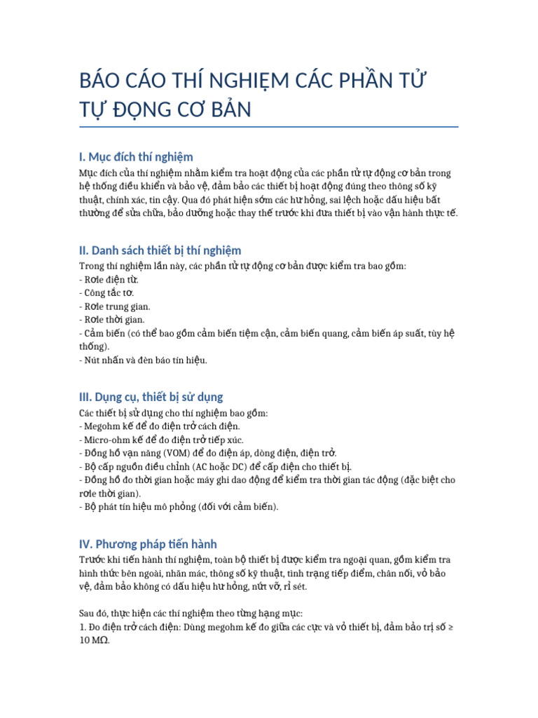 Bao Cao Thi Nghiem Phan Tu Tu Dong | PDF