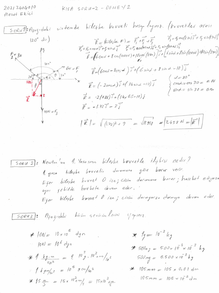 Kisa Sinav Deney2 20213404010 Mesut Eki̇ci̇ | PDF