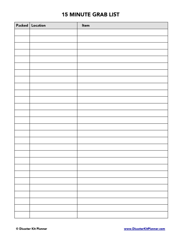 15 Minute Grab List | PDF