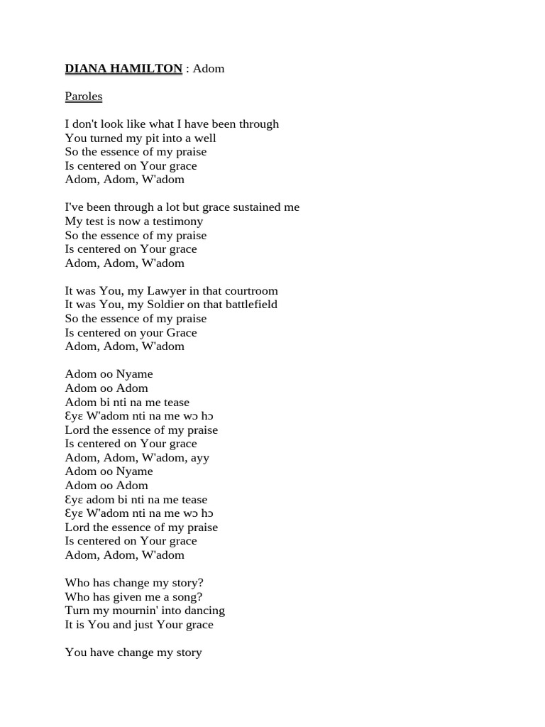 DIANA HAMILTON Adom Lyrics | PDF