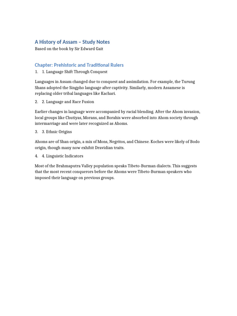 A_History_of_Assam_Study_Notes | PDF