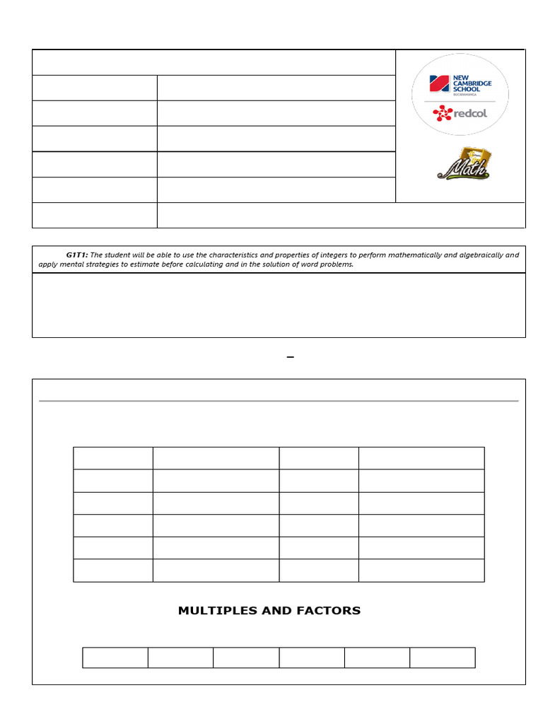 6TH GRADE - GOAL 1 WORKSHEET 1 - 2021-2022 (2) | PDF | Subtraction ...