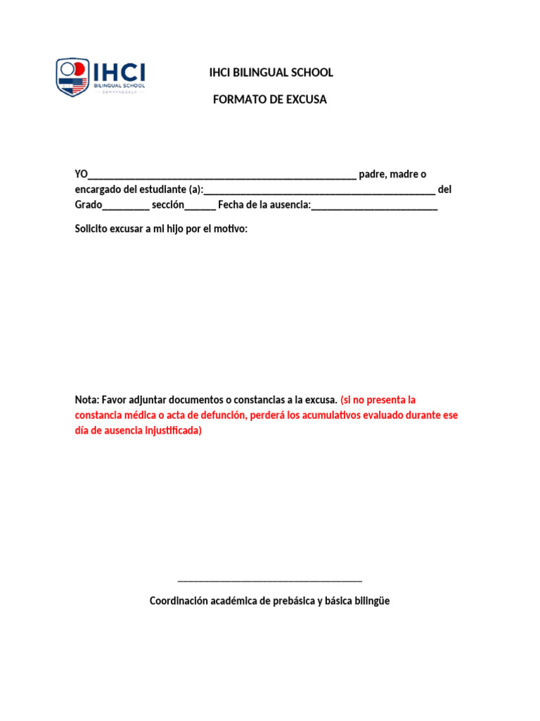 Formato de Excusa | PDF