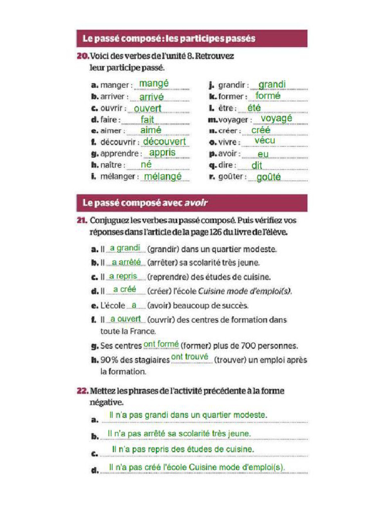 PASSÉ COMPOSÉ_CAHIER | PDF