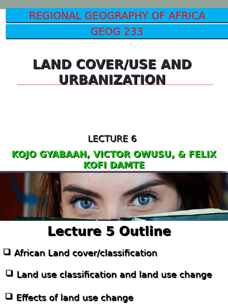 Lecture 7 - Land Use Change and Urbanisation | PDF | Urbanization | Lake