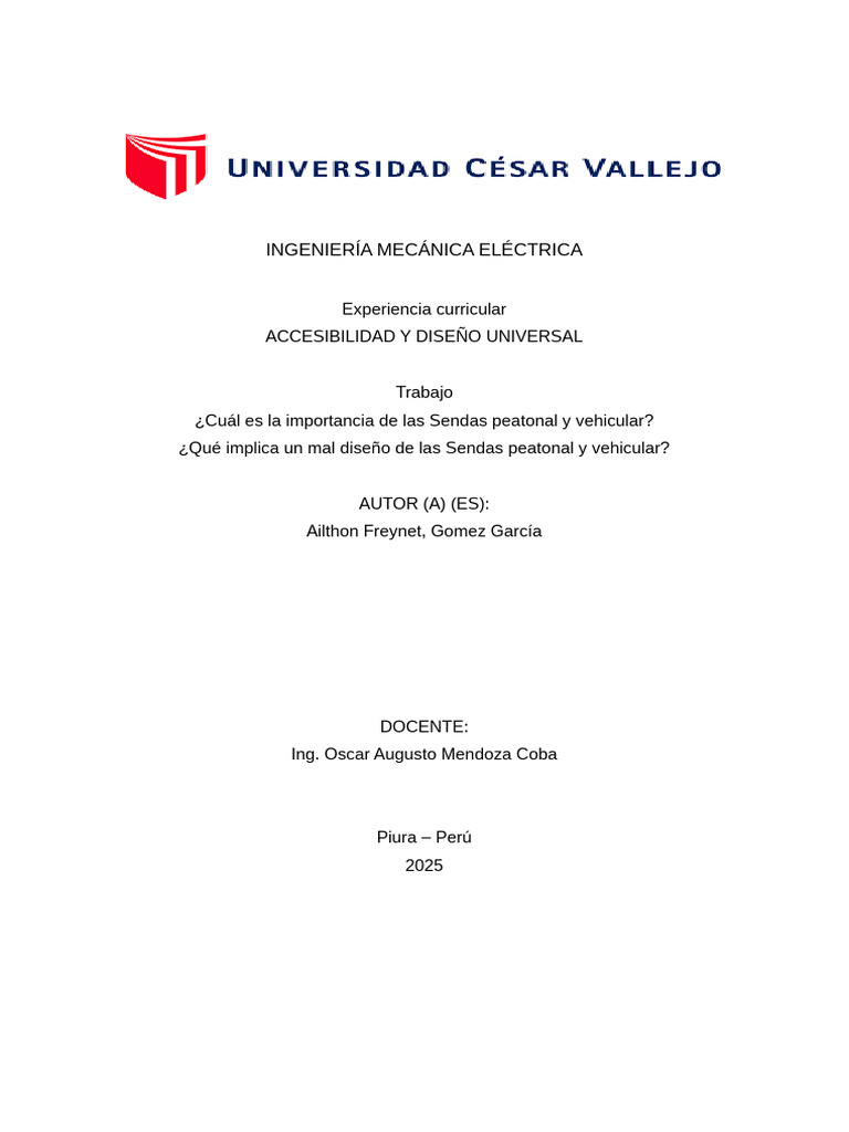 Importancia de Sendas Peatonales y Vehiculares | PDF | Peatonal | Tráfico
