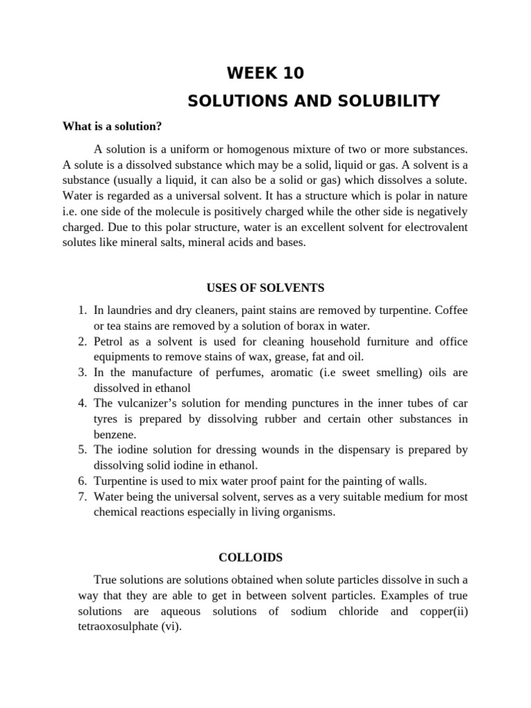 Solubility and It's Uses, Curve Etc... It Also Contains Types of ...