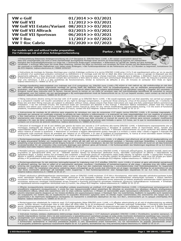 (Vw190h1) - Vw190h1 VW Golf Vii Troc Web | PDF