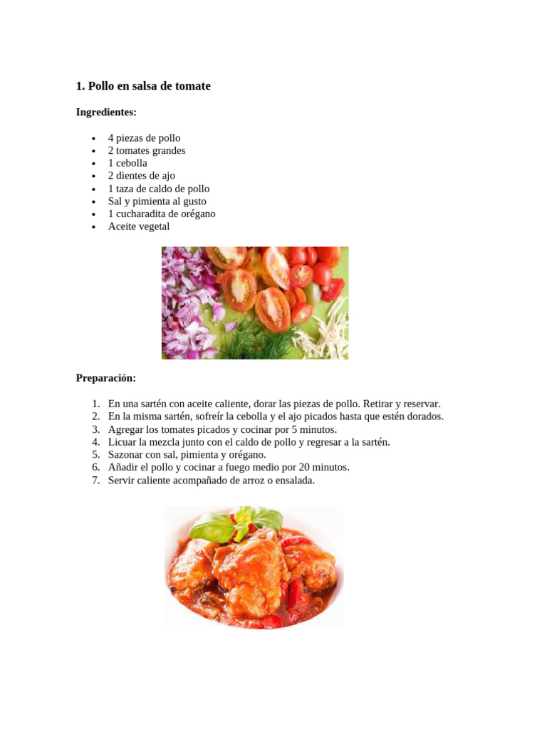 5 Comidas Con Las Recetas | PDF | Sopa de pollo | Caldo