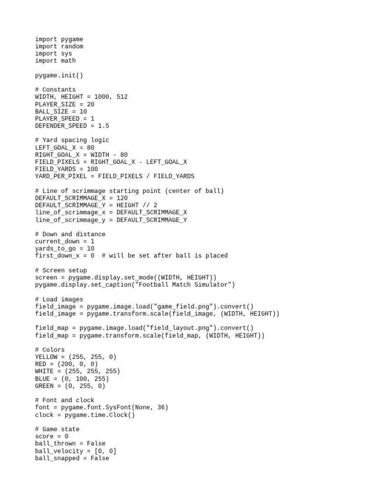 Football Sim With Out of Bounds | PDF