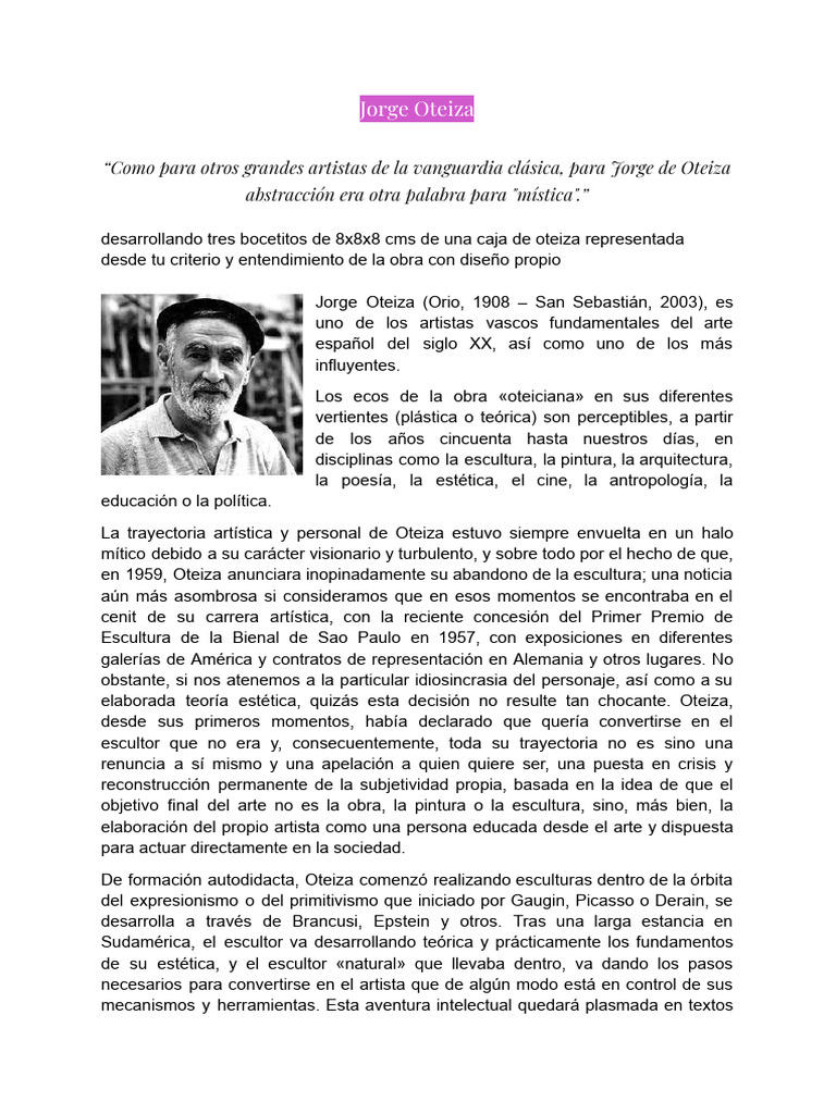 Cajas metafísicas de Jorge Oteiza | PDF | Escultura | La energía nuclear