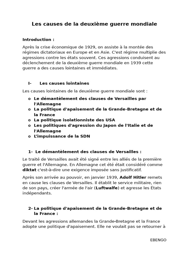 Causes de la Seconde Guerre mondiale | PDF | Allemagne nazie | Société ...