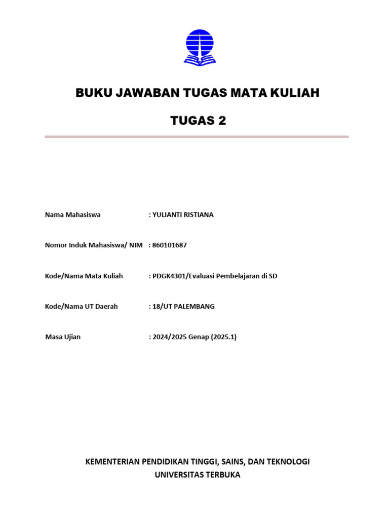 Tugas 2 Evaluasi Pembelajaran Di SD | PDF