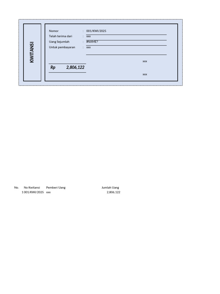 Contoh Format Kwitansi 2025 | PDF