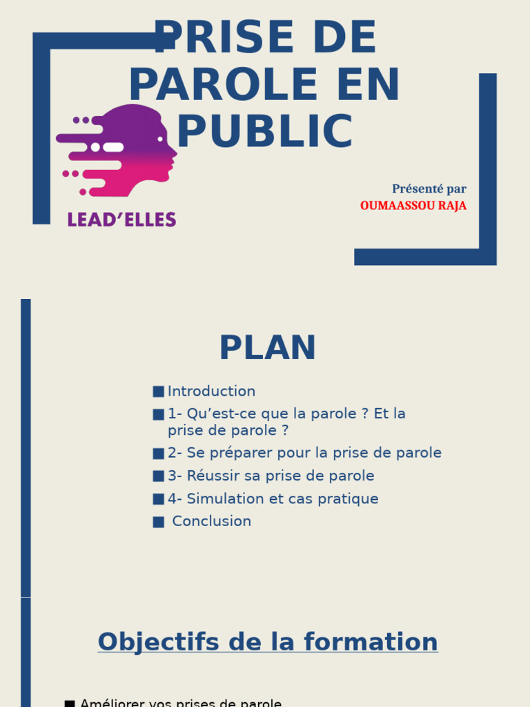 Techniques pour réussir sa prise de parole | PDF | Discours | la ...