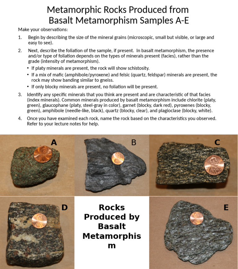 Metamorphic Rock Photos - Basalt Metamorphism | PDF