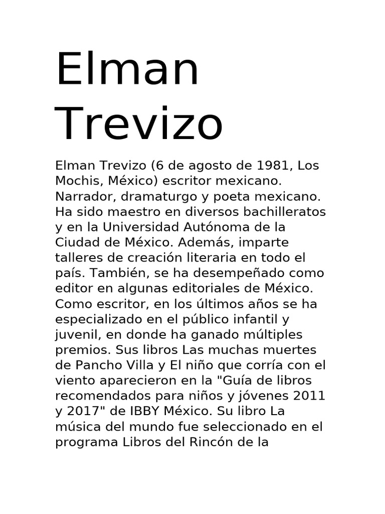 Elman Trevizo | PDF | México | Escritores