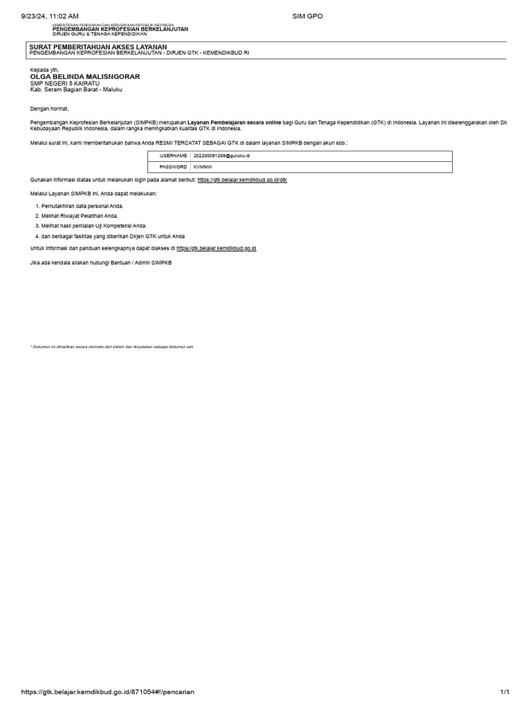 Olga Belinda Malisngorar Sim Gpo | PDF