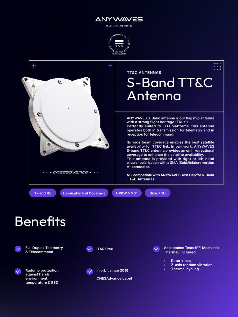 Anywaves S Band TT&C Antenna | PDF | Antenna (Radio) | Broadcast Engineering