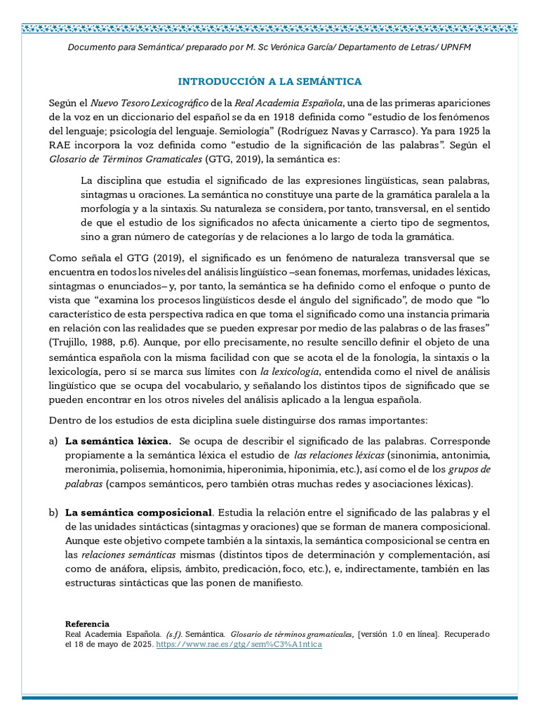 Introducción A La Semántica | PDF | Palabra | Gramática