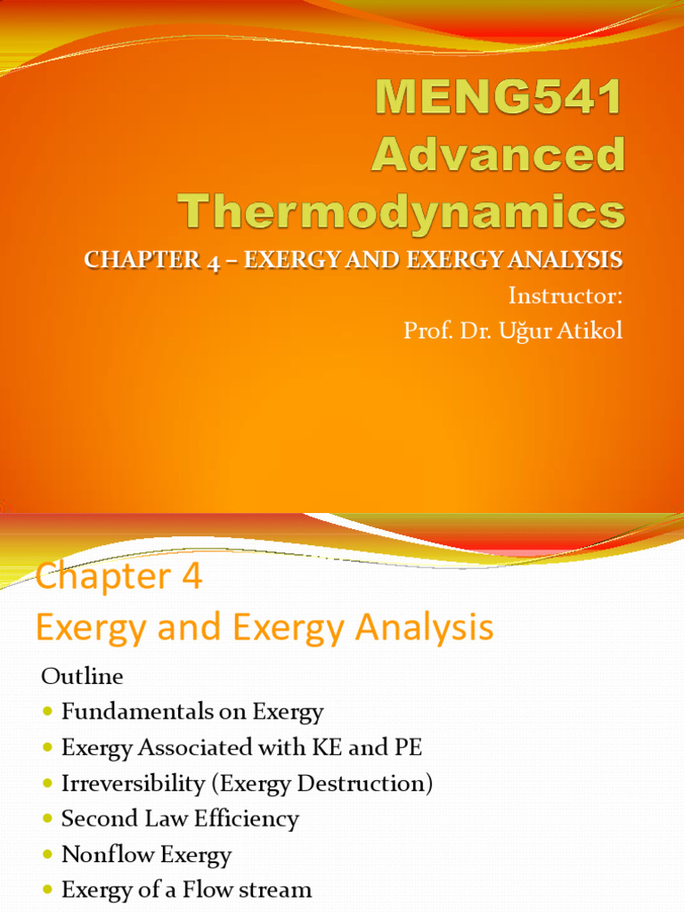 Exergy and Exergy Analysis | PDF | Exergy | Second Law Of Thermodynamics