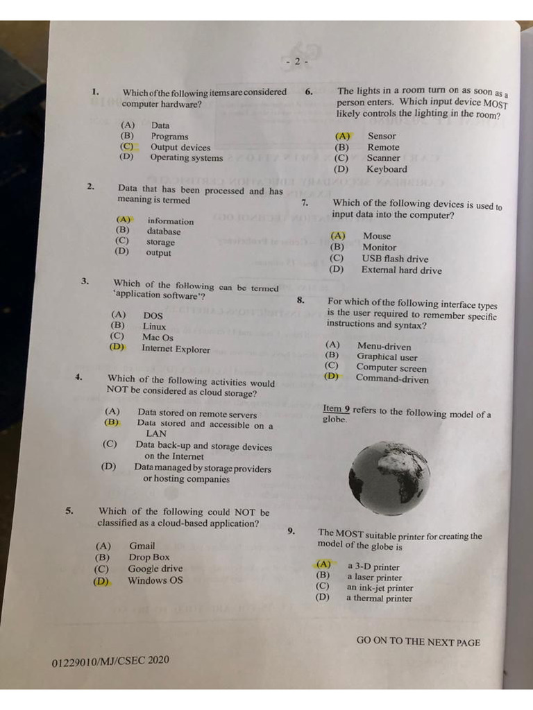 CSEC IT MayJune P1 2020 With Ans | PDF