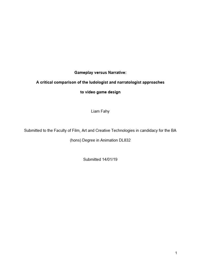 Fahy L-2019-Gameplay Versus Narrative A Critical Comparison of The ...